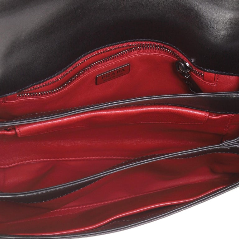 Prada Grommet Lock Flap Chain Shoulder Bag Leather Small at 1stDibs