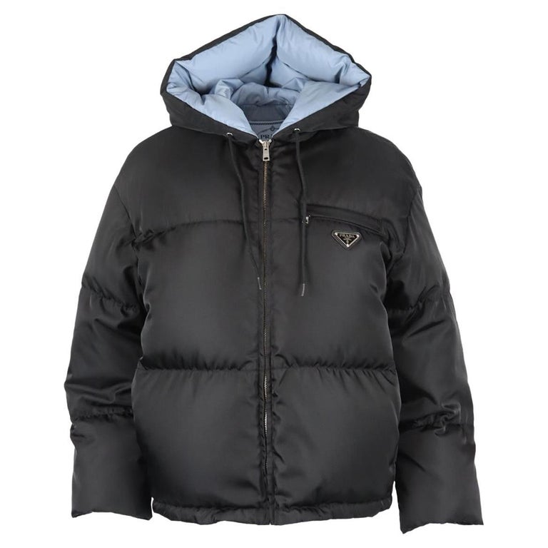 Prada Hooded Logo Appliquéd Quilted Shell Down Jacket It 38 Uk 6 For ...