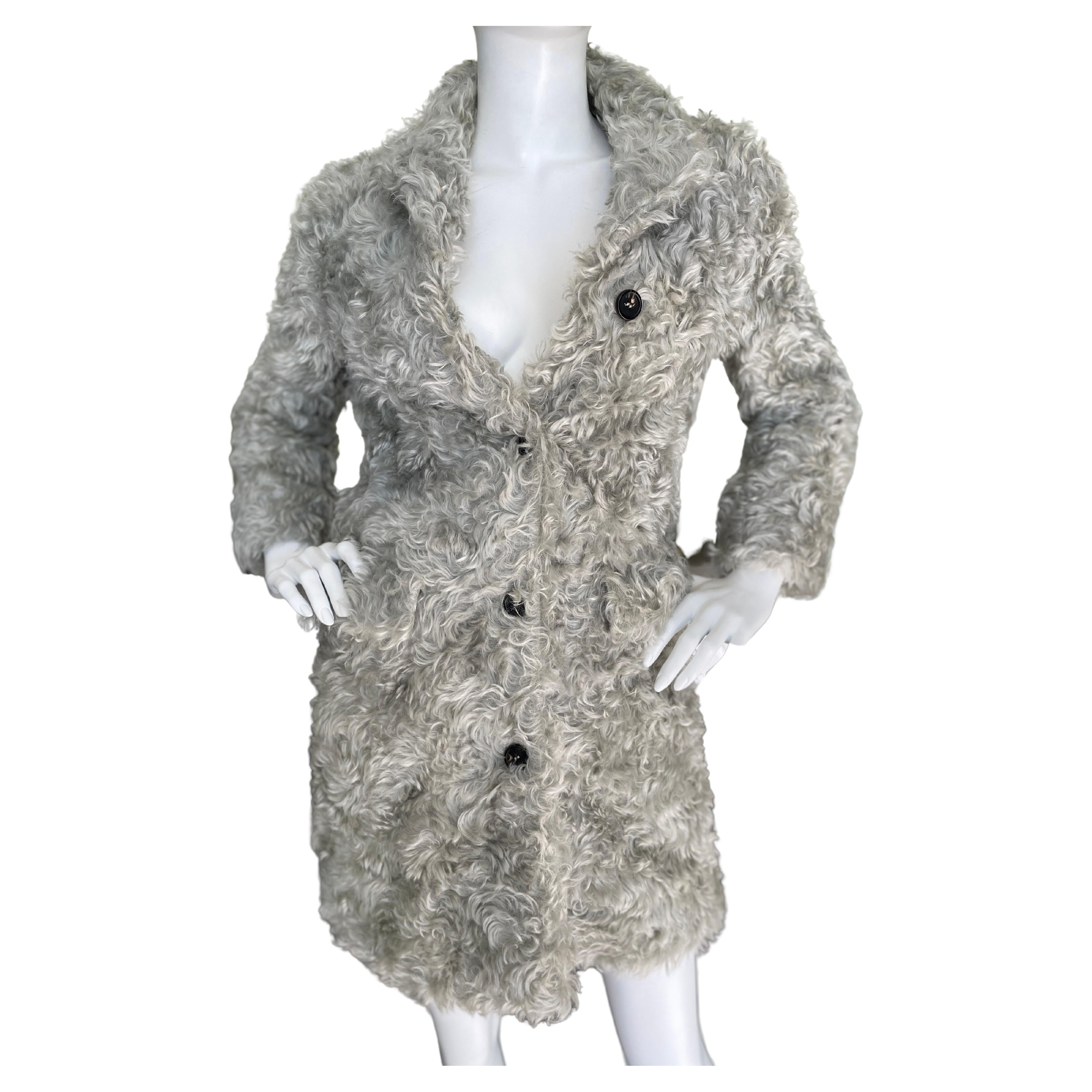 Prada Iconic Mohair Faux Fur Coat from 2007 For Sale at 1stDibs