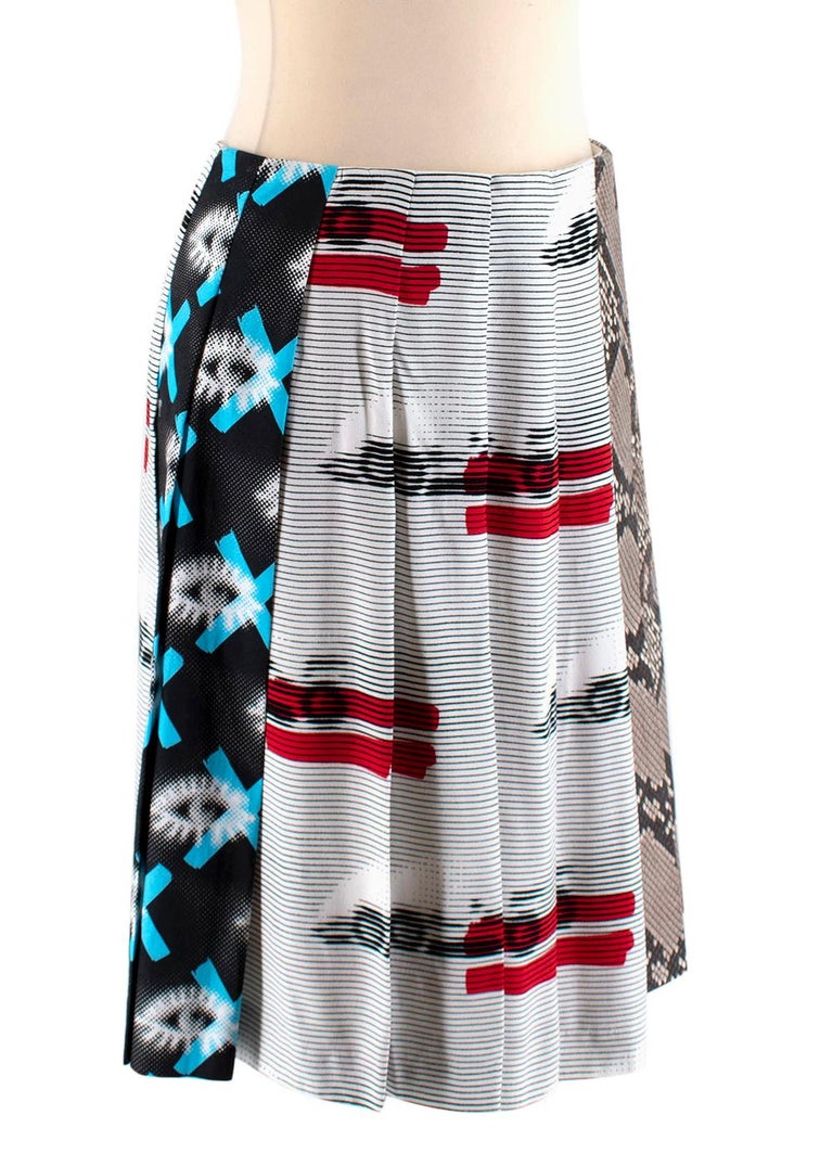 Prada Iconic Print and Python Print Runway Pleated Mini Skirt - Size US ...