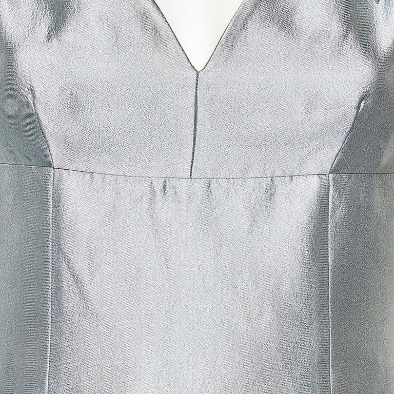 Prada Icy Blue Wool and Silk Embellished Detail Sleeveless Gown S For ...