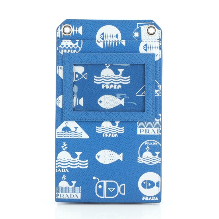 Prada ID Tag Lanyard Printed Saffiano Leather at 1stDibs