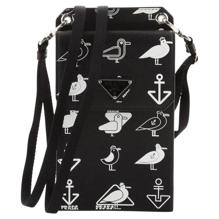 Prada ID Tag Lanyard Printed Saffiano Leather at 1stDibs