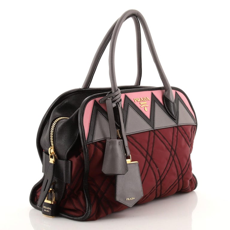 Prada Impunturato Convertible Satchel Colorblock City Calf and Tessuto ...
