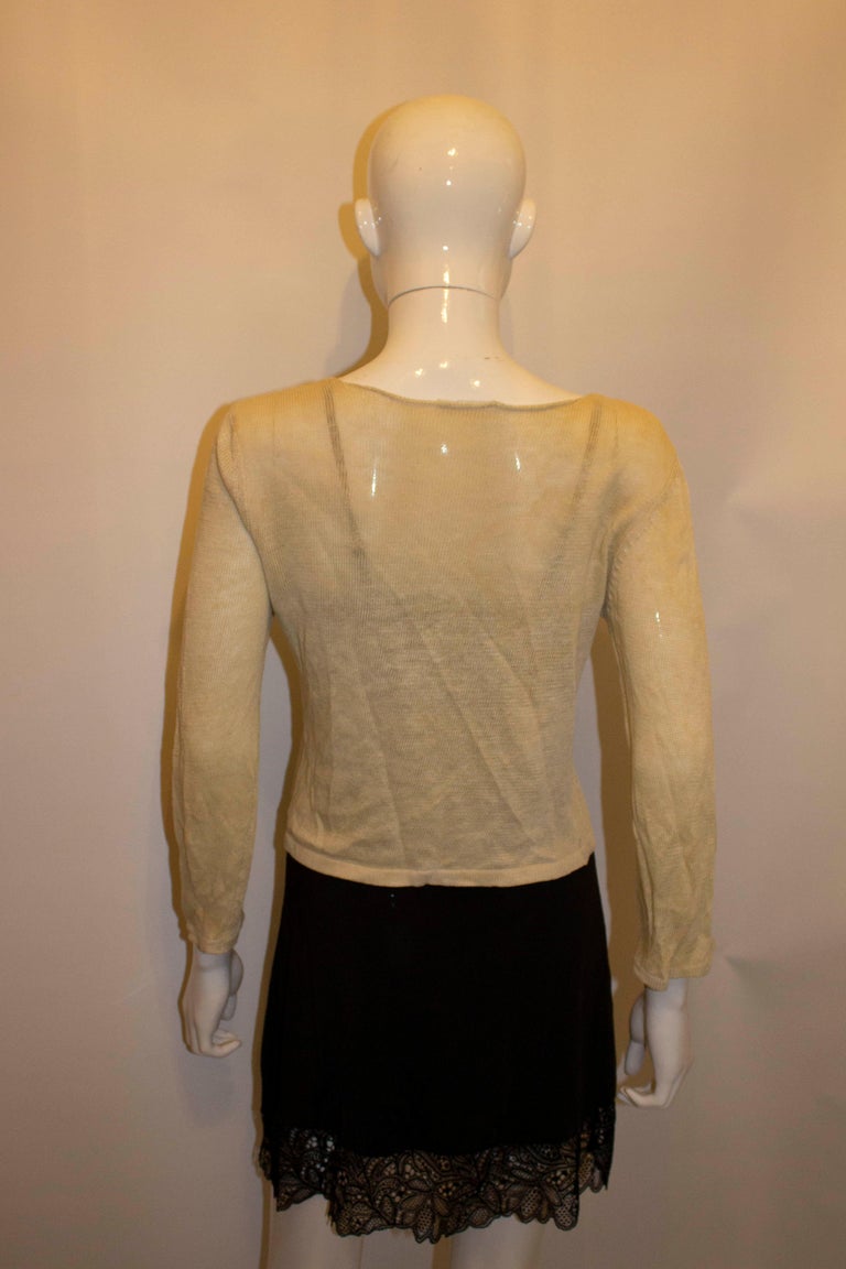 Prada Ivory Linen Knit Top For Sale at 1stDibs