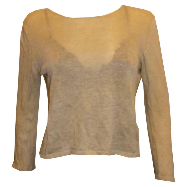 Prada Ivory Linen Knit Top For Sale at 1stDibs