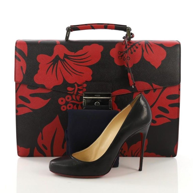 Prada Key Lock Briefcase Printed Saffiano Leather Large at 1stDibs