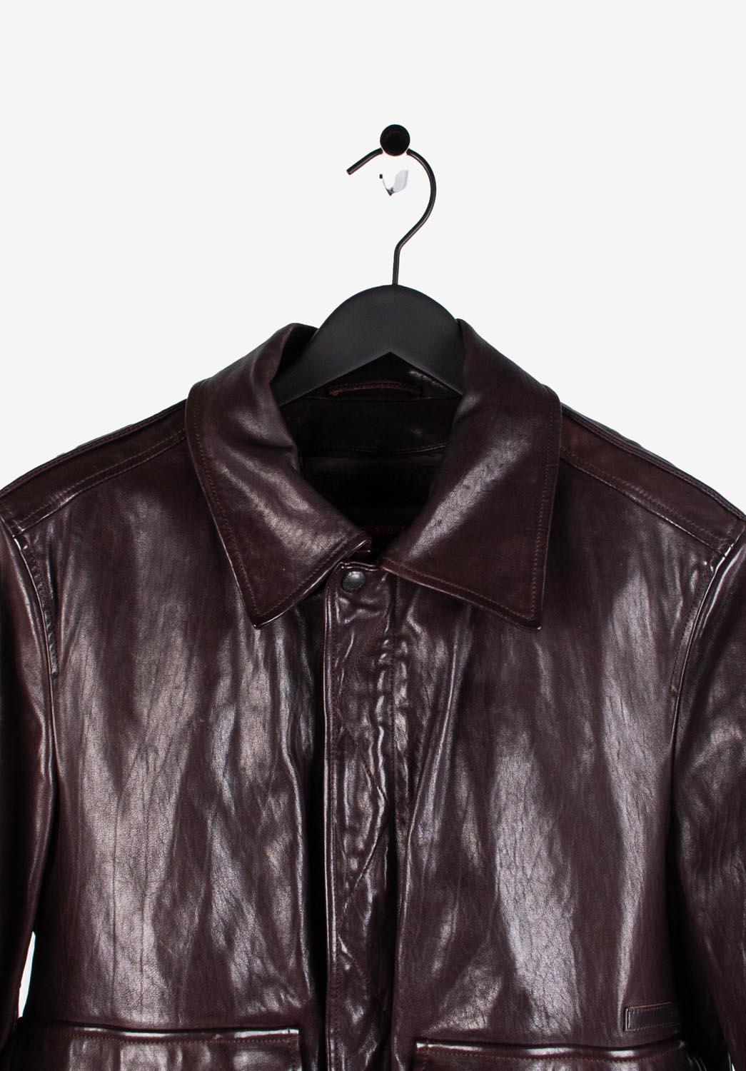 Prada Leather Aviator Removable Inner Lining Men Jacket Size 52IT(L ...