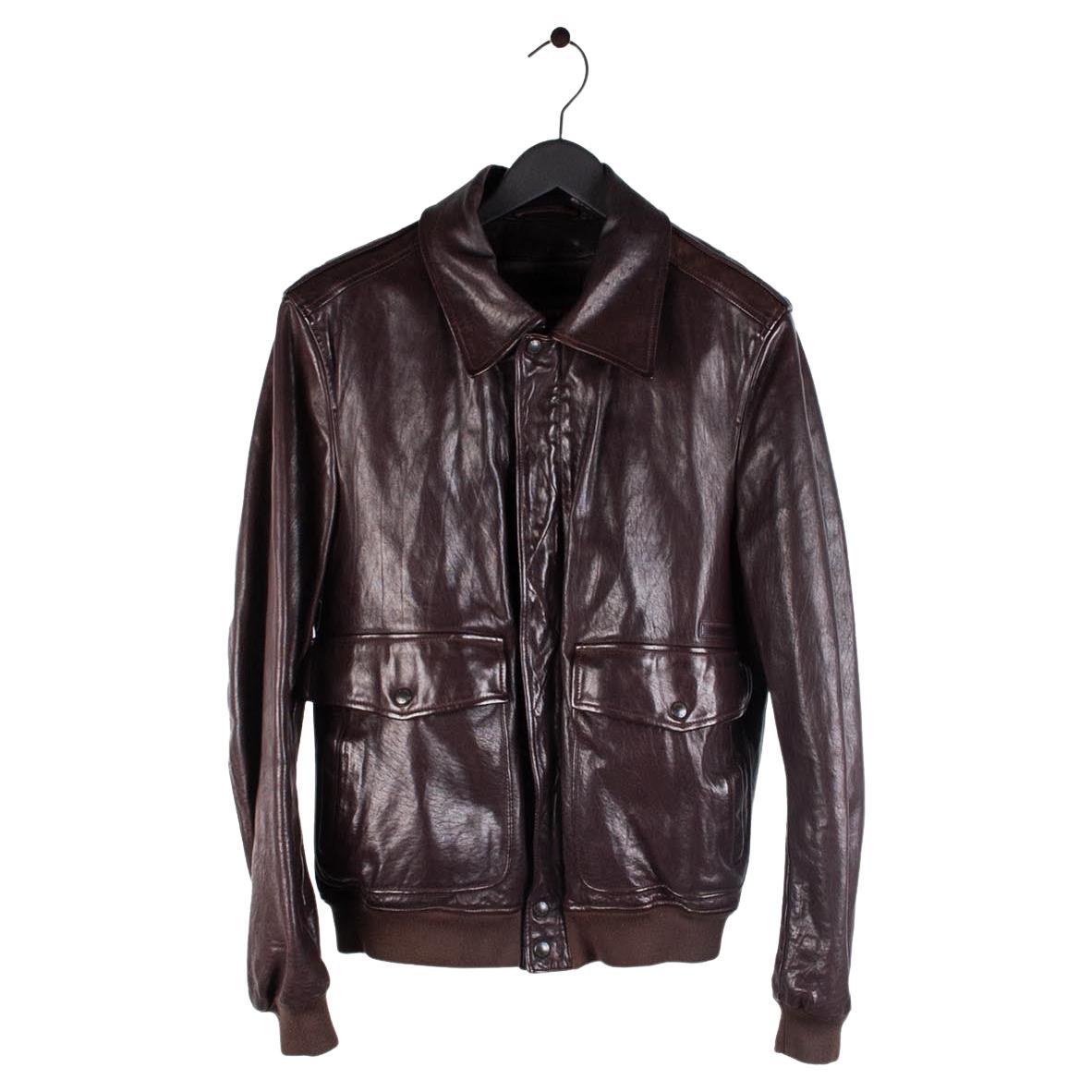 Prada Leather Aviator Removable Inner Lining Men Jacket Size 52IT(L ...