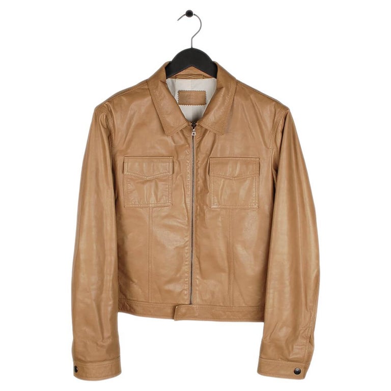Prada Leather Zipped Men Jacket Size 52IT(L) For Sale at 1stDibs