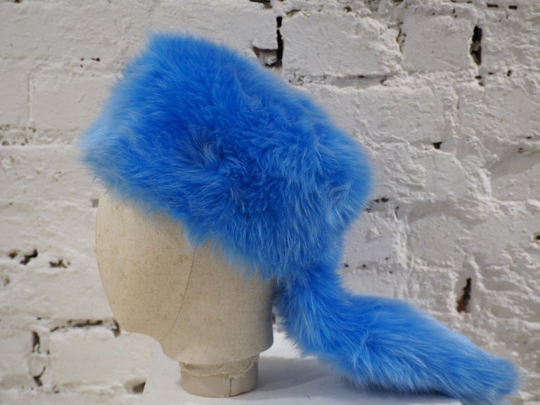 Prada light blue faux fox fur hat NWOT at 1stDibs | blue fur hat, prada ...