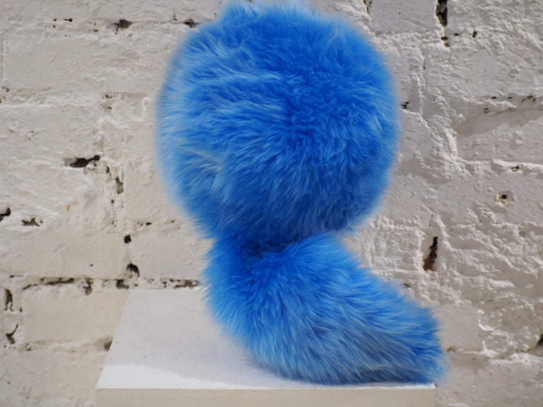 Prada light blue faux fox fur hat NWOT at 1stDibs | blue fur hat, prada ...