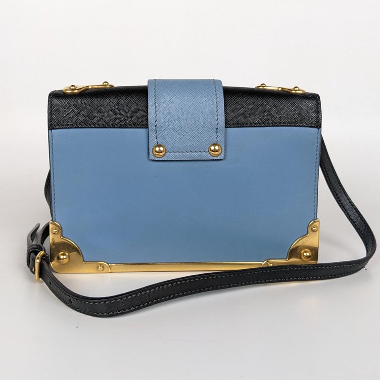 Prada Light Blue Leather Astrology Small Cahier Crossbody For Sale at 1stDibs