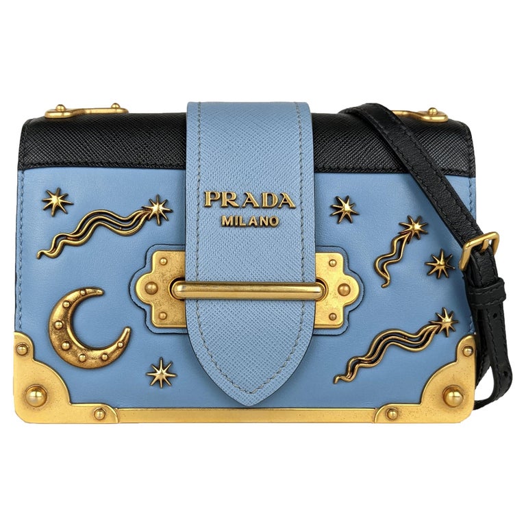Prada Light Blue Leather Astrology Small Cahier Crossbody For Sale at ...