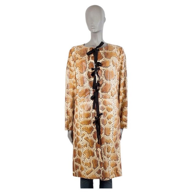PRADA light brown COLLARLESS TIE FRONT PYTHON Coat Jacket 42 M For Sale ...