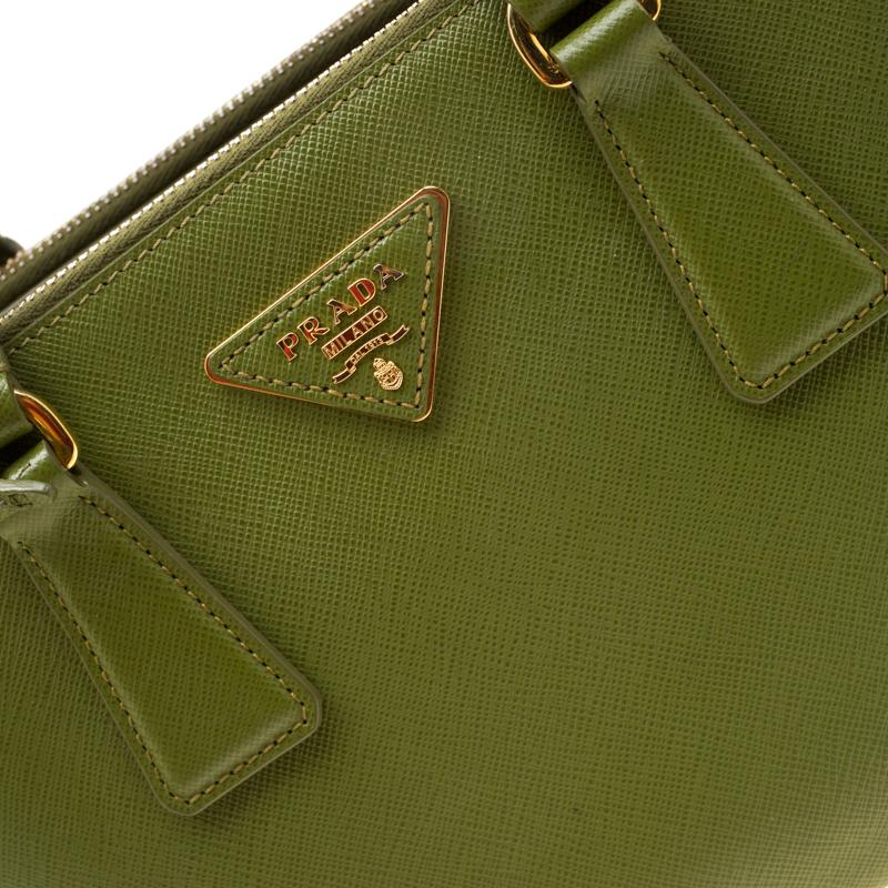 Prada Light Green Saffiano Leather Mini Double Zip Tote For Sale at ...
