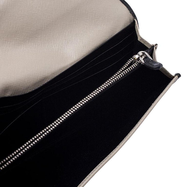 Prada Light Grey Vitello Grain Leather Flap Continental Wallet at 1stDibs