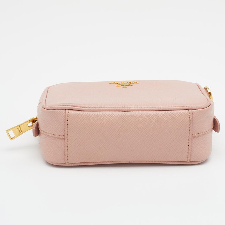 Prada Light Pink Saffiano Leather Mini Camera Crossbody Bag at 1stDibs