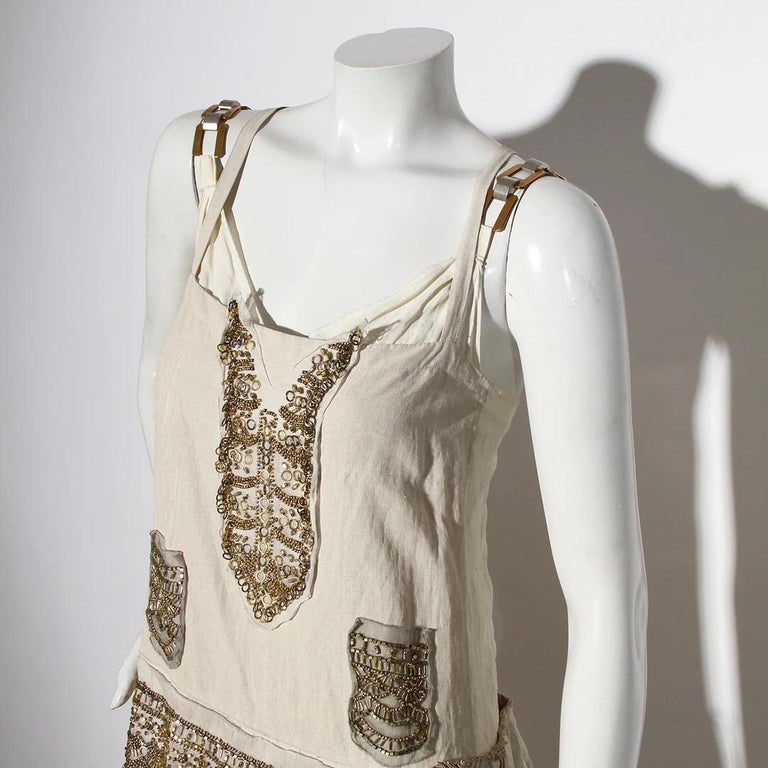 Prada Linen Beaded Dress SS2006 For Sale at 1stDibs