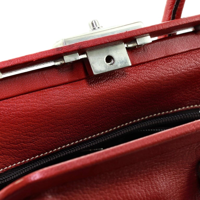 Prada Lock Frame Satchel Leather Medium at 1stDibs