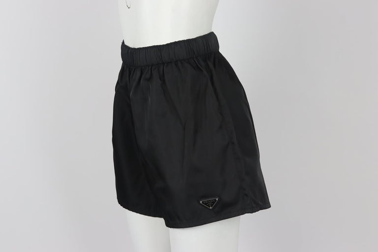 Prada Logo Appliquéd Shell Shorts It 42 Uk 10 For Sale at 1stDibs