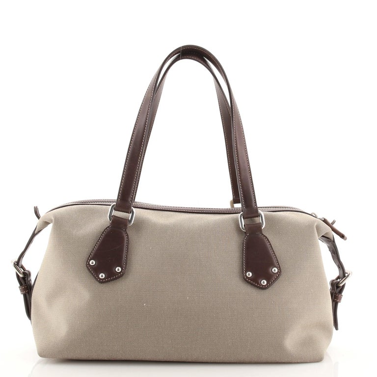 Prada Logo Belted Boston Bag Canvas Medium at 1stDibs