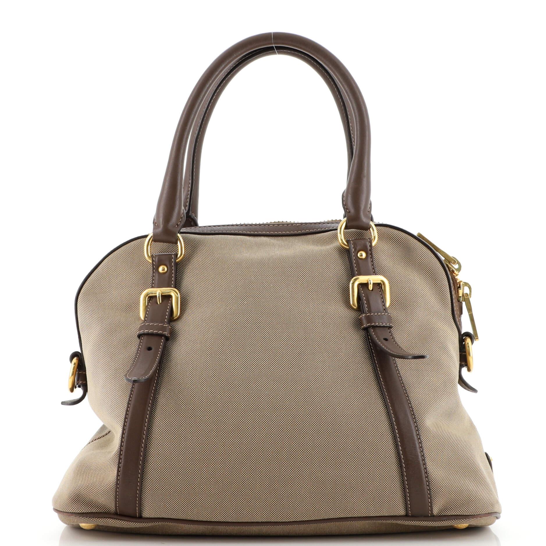 Prada Logo Convertible Dome Bag Canvas with Leather Medium at 1stDibs