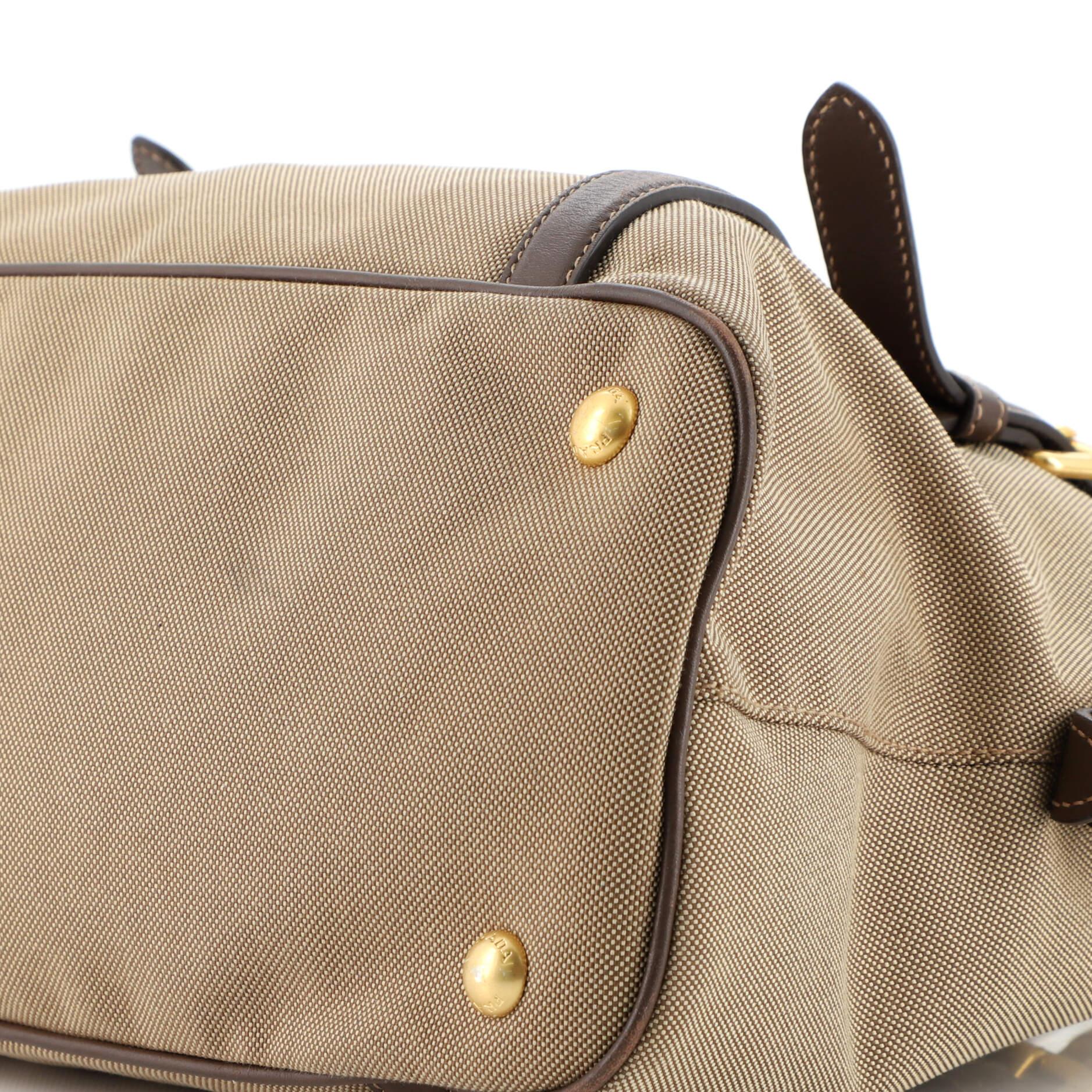 Prada Logo Convertible Dome Bag Canvas with Leather Medium at 1stDibs