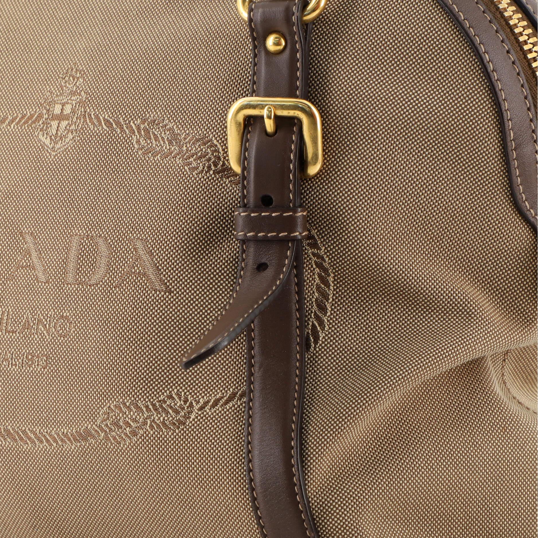 Prada Logo Convertible Dome Bag Canvas with Leather Medium at 1stDibs