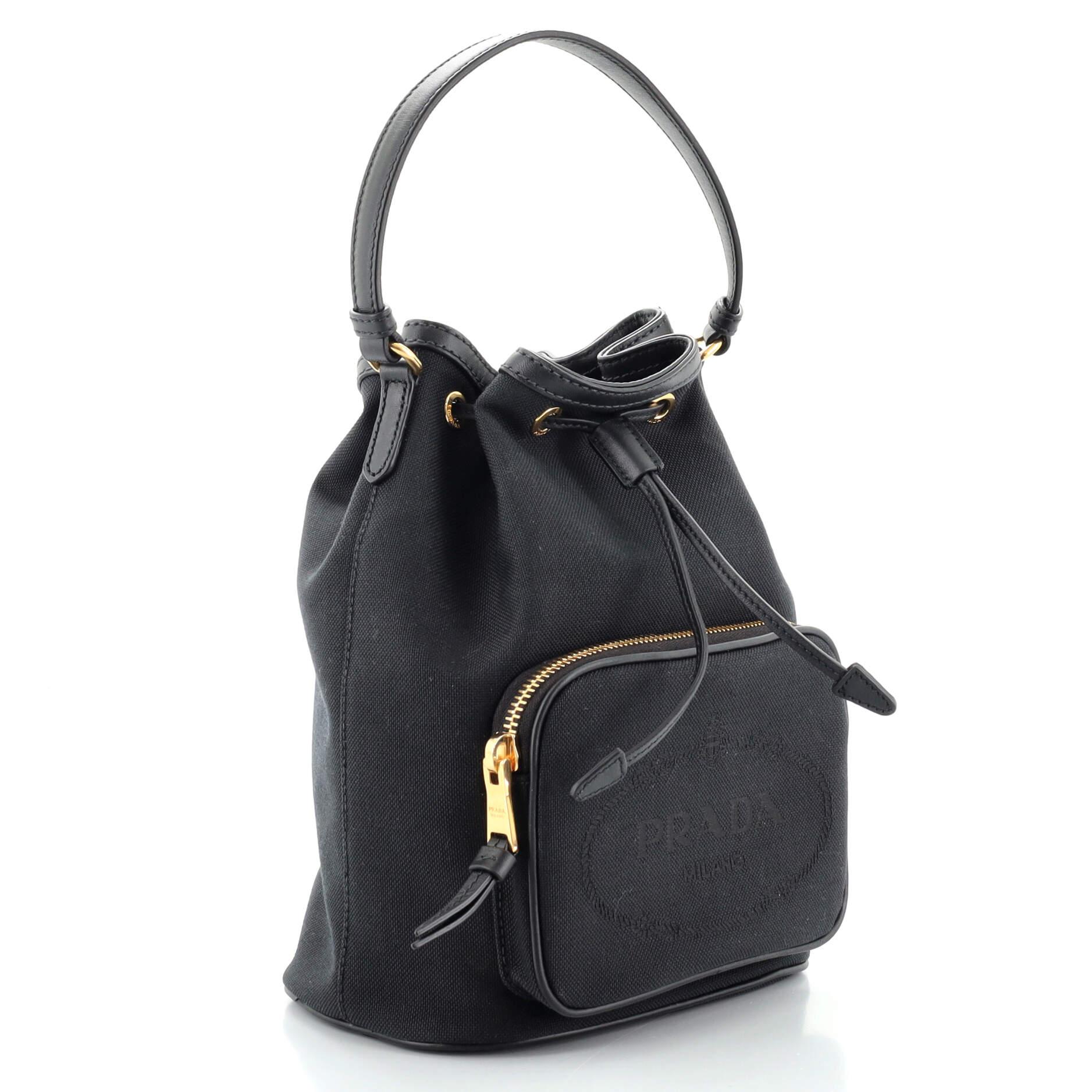 Prada Logo Drawstring Bucket Bag Canvas at 1stDibs | prada bucket bag ...