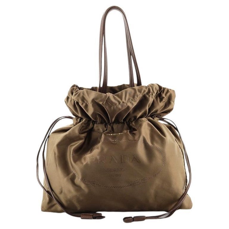 Prada Logo Drawstring Tote Tessuto Medium For Sale at 1stDibs