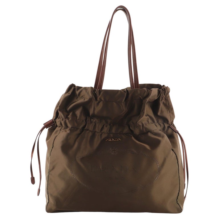 Prada Logo Drawstring Tote Tessuto Medium For Sale at 1stDibs