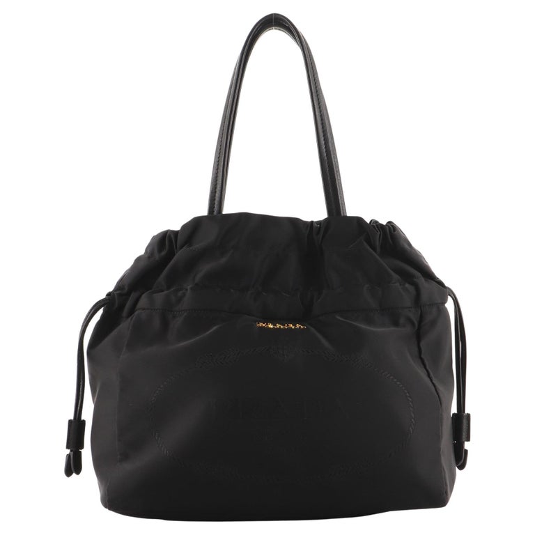 Prada Logo Drawstring Tote Tessuto Small at 1stDibs