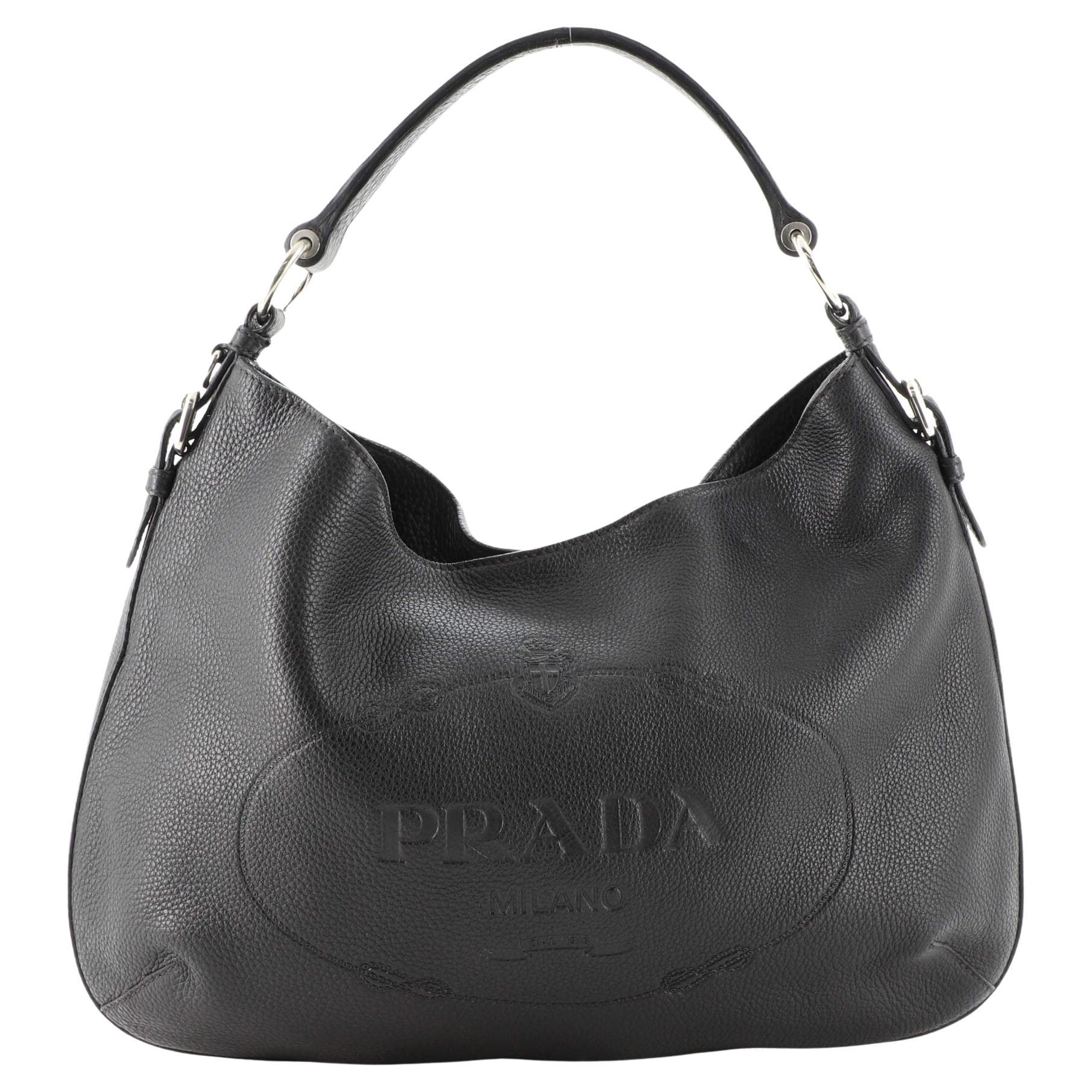Prada Logo Hobo Vitello Daino Large at 1stDibs