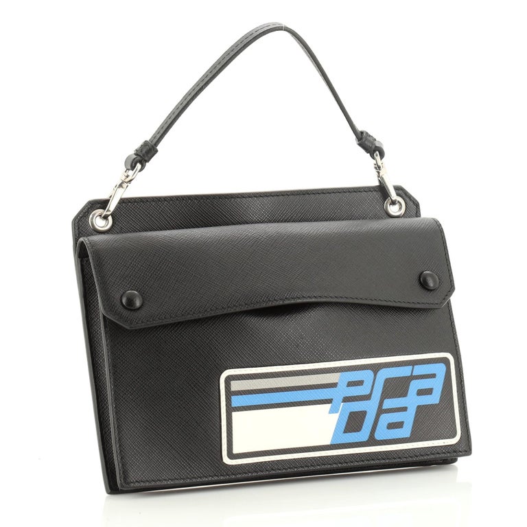 Prada Logo Patch Crossbody Bag Saffiano Leather Mini at 1stDibs