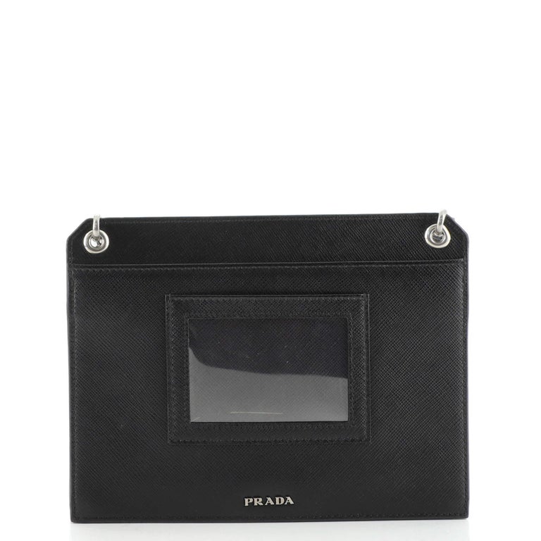 Prada Logo Patch Crossbody Bag Saffiano Leather Mini For Sale at 1stDibs