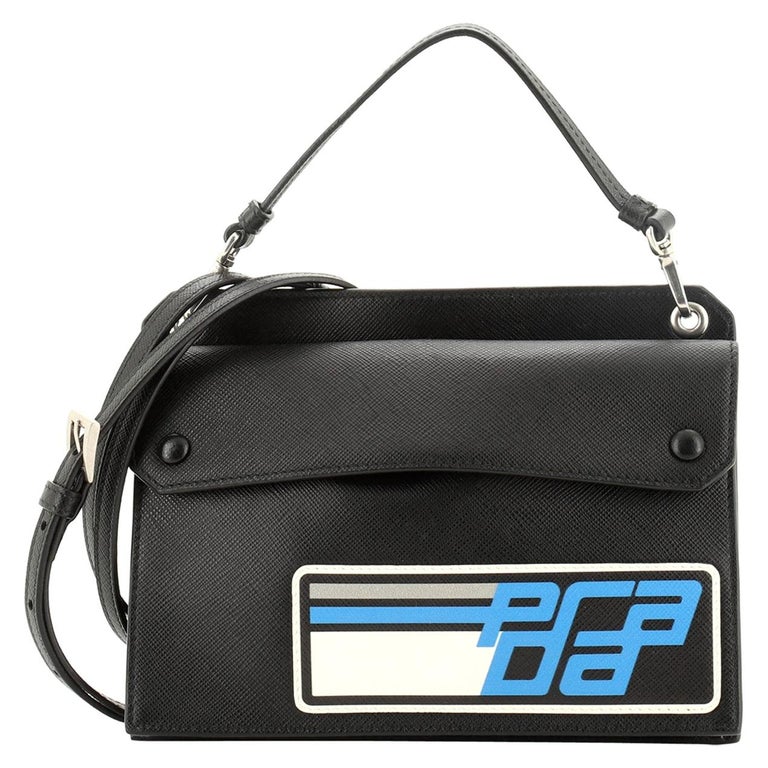 Prada Logo Patch Crossbody Bag Saffiano Leather Mini at 1stDibs