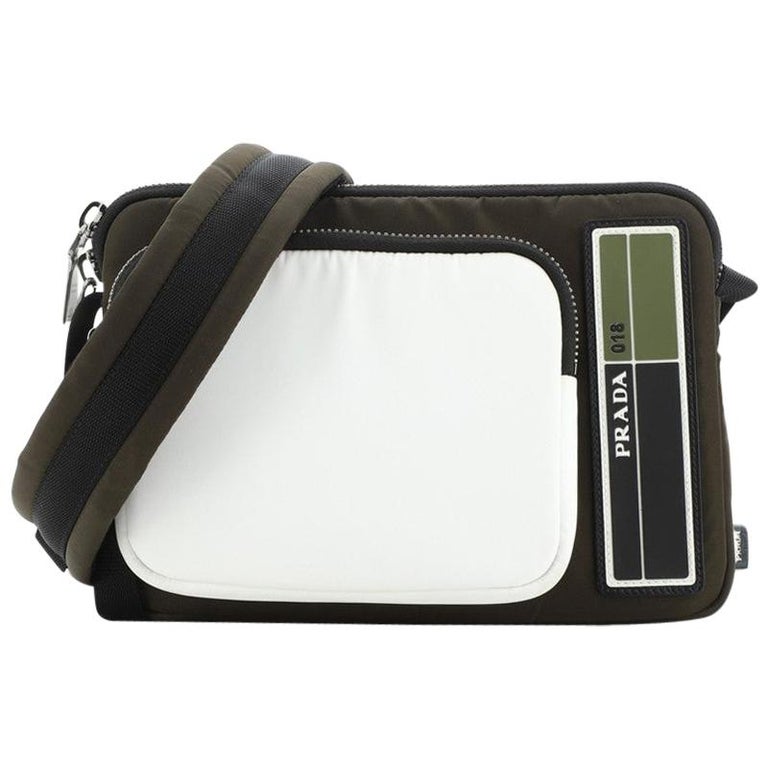 Prada Logo Patch Zip Messenger Bag Tessuto Medium at 1stDibs