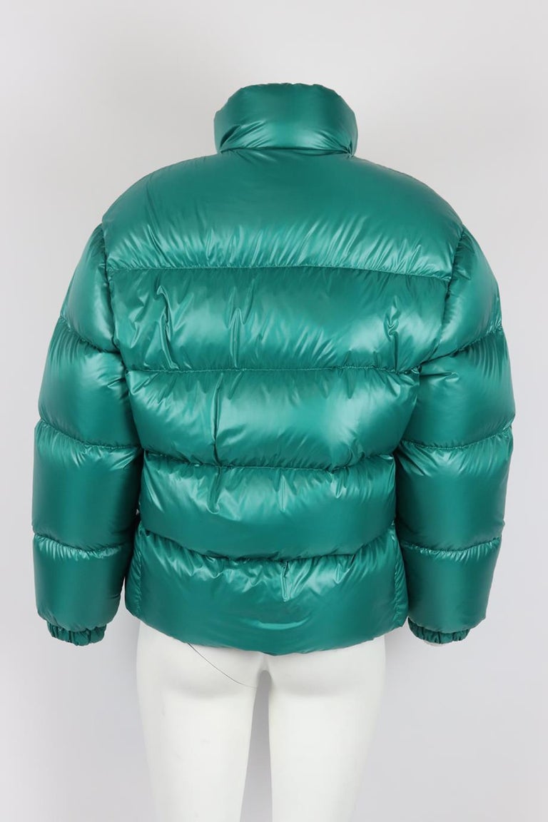 Prada Logo Printed Quilted Shell Down Jacket It 38 Uk 6 For Sale at 1stDibs