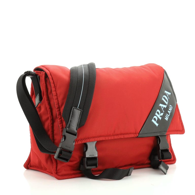 Prada Logo Stripe Messenger Bag Tessuto Medium at 1stDibs
