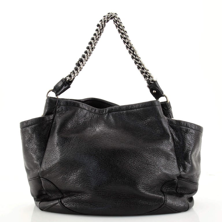 Prada Lux Chain Side Pocket Hobo Cervo Leather Small For Sale at 1stDibs