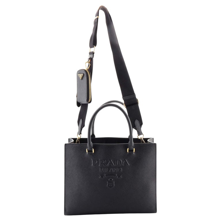 Prada Lux Embossed Logo Tote Saffiano Leather Medium at 1stDibs