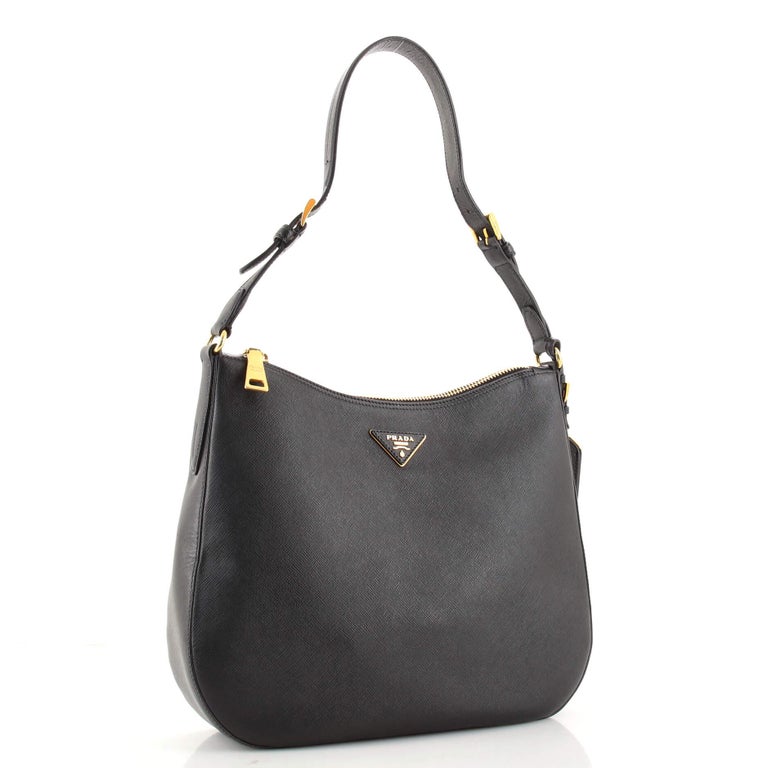 Prada Lux Zip Hobo Saffiano Leather Medium at 1stDibs