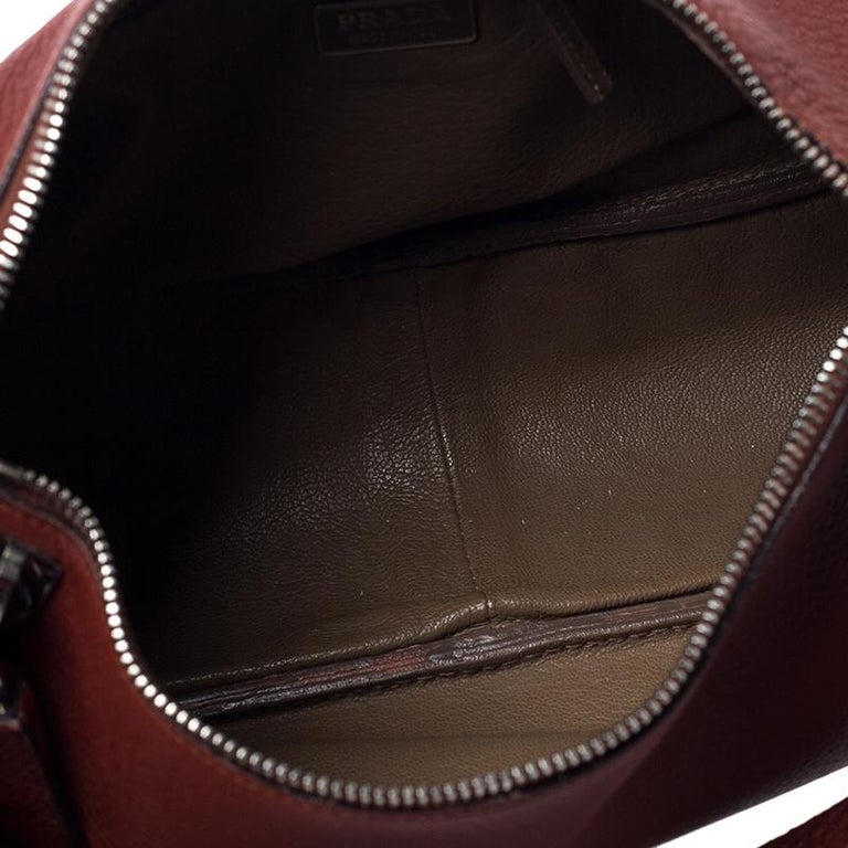 Prada Maroon Leather Lock and Key Shoulder Bag For Sale at 1stDibs