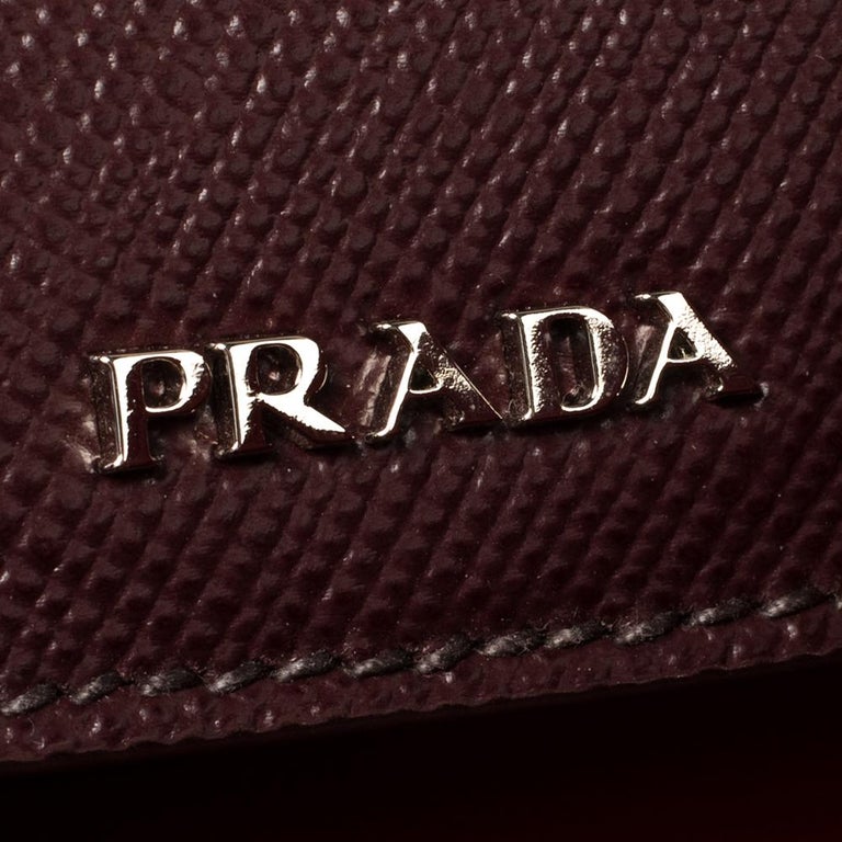 Prada Maroon Suede and Leather Double Turn Lock Top Handle Bag at 1stDibs