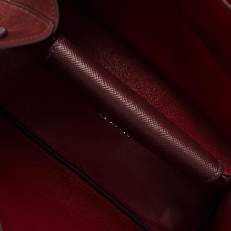 Prada Maroon Suede and Leather Double Turn Lock Top Handle Bag at 1stDibs