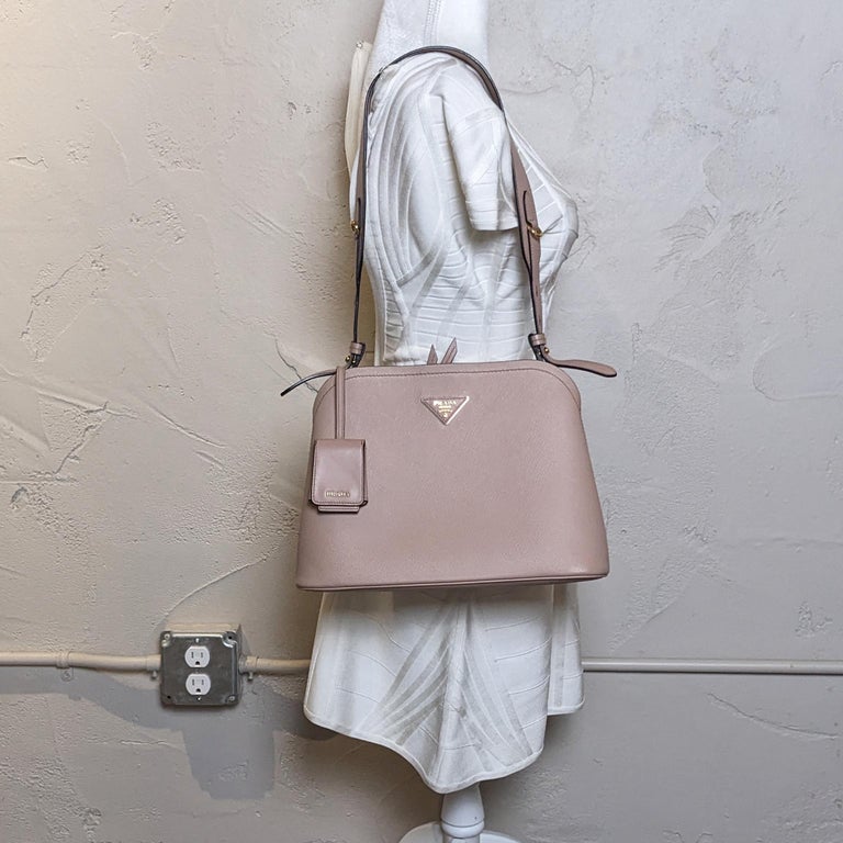 Prada Matinee Beige Saffiano Leather Shoulder Bag For Sale at 1stDibs