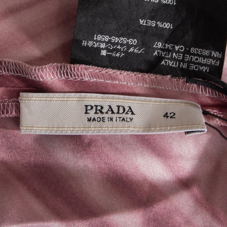 PRADA mauve pink silk DRAP PRINT Sleeveless Dress 42 at 1stDibs