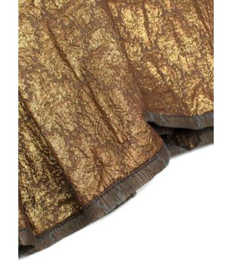 Prada Metallic Gold Pleated Brocade Skirt For Sale at 1stDibs