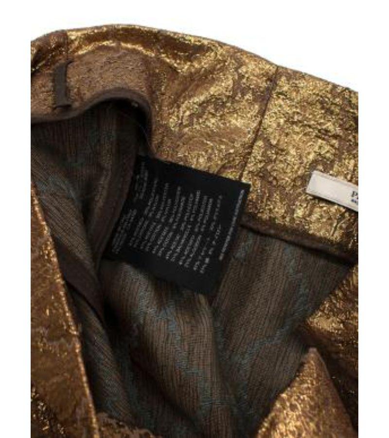 Prada Metallic Gold Pleated Brocade Skirt For Sale at 1stDibs